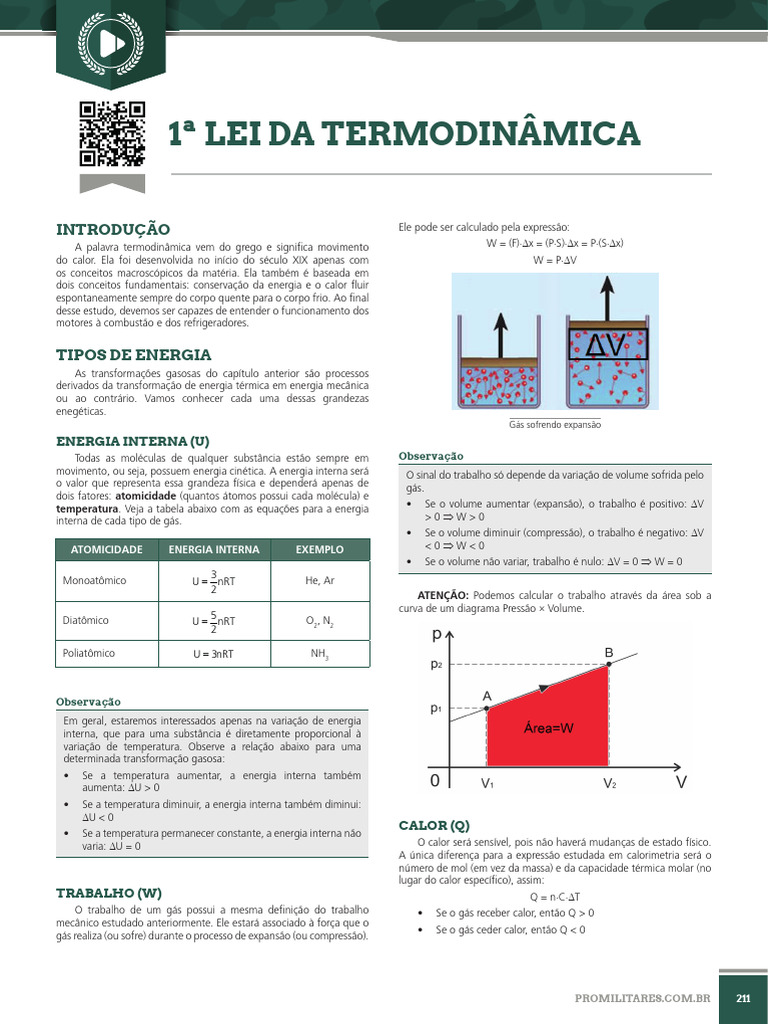 1 Lei Da Termodinâmica | PDF | Termodinâmica | Temperatura