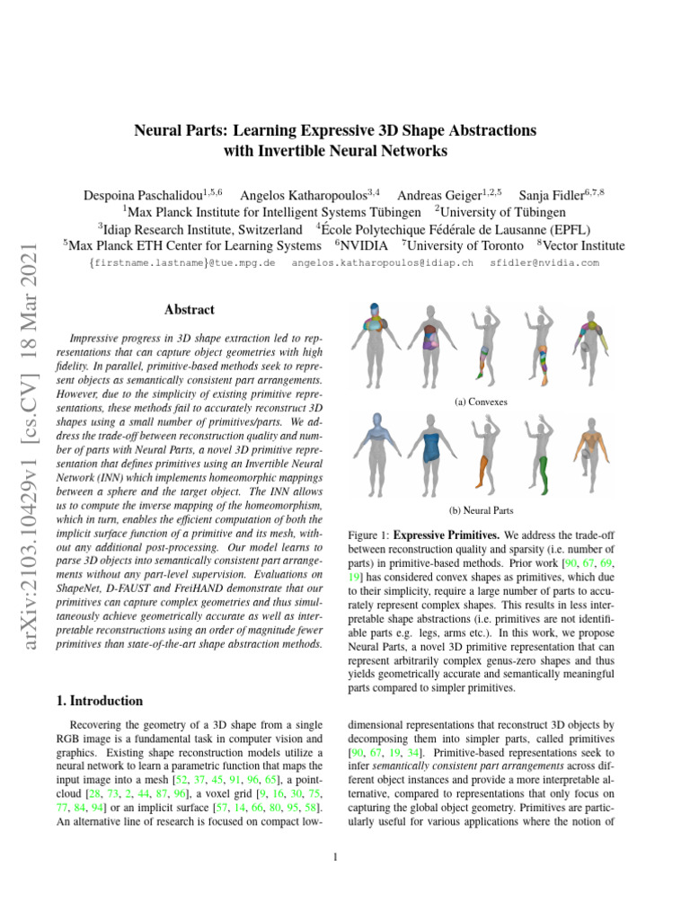 Neural Parts: Learning Expressive 3D Shape Abstractions With Invertible Neural Networks | PDF ...