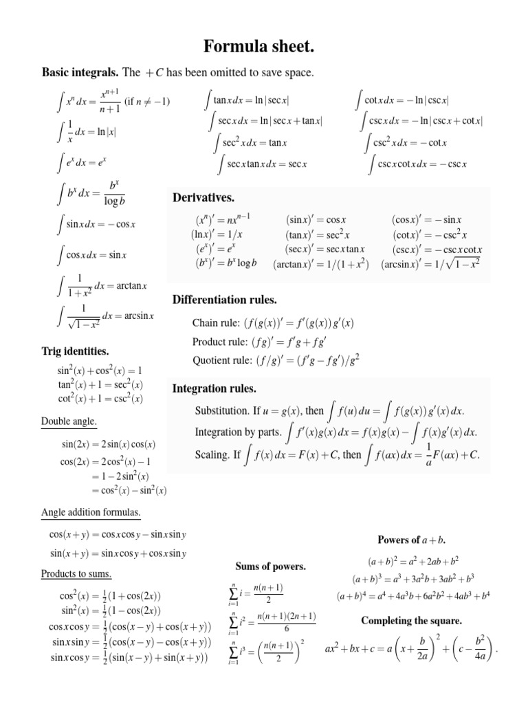 Formula Pdf Trigonometric Functions Complex Analysis