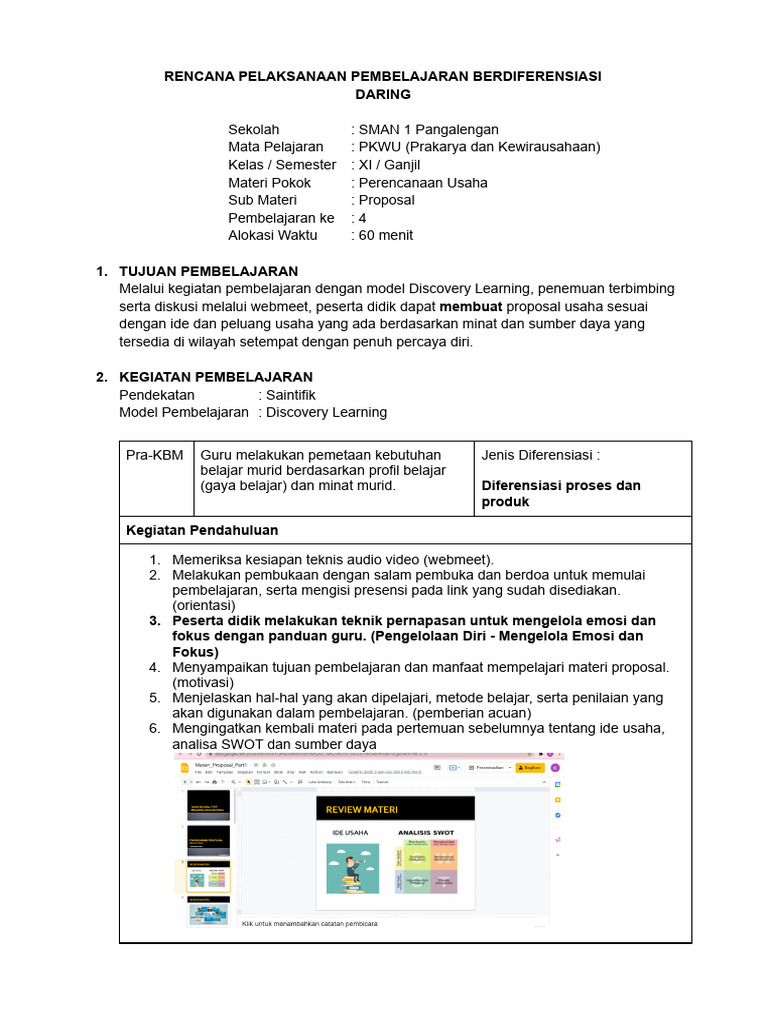 Contoh RPP Diferensiasi Dan KSE, LKPD, Media - Kristi Herdiyanti | PDF | Karier & Perkembangan