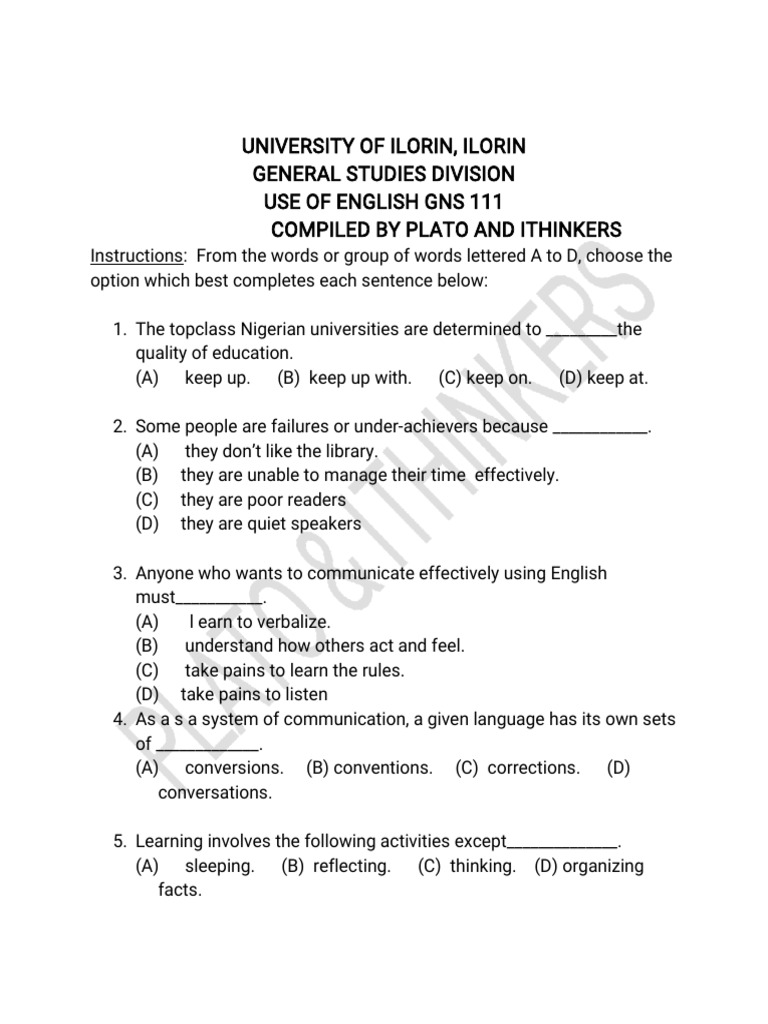 GNS 111 (Ii) - 1 | PDF | Chemistry | Physical Chemistry