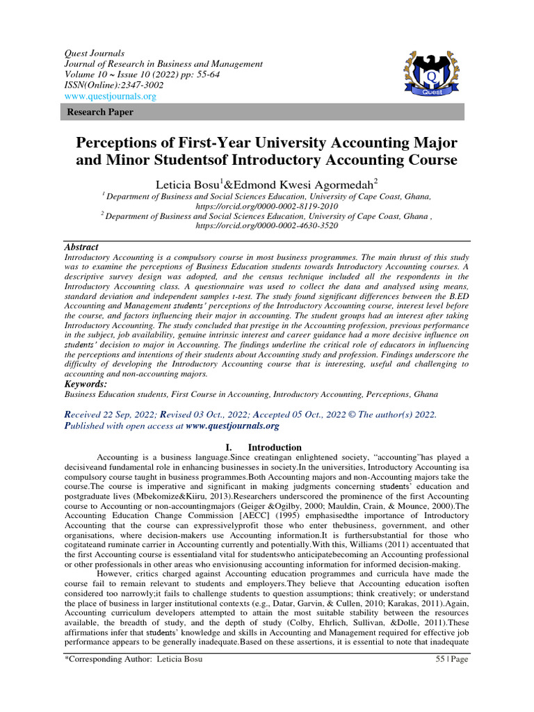 First-Year Students' Views on Accounting | PDF | Questionnaire ...