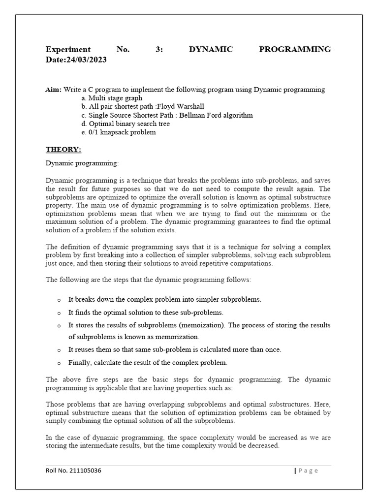 Dynamic Programming | PDF | Dynamic Programming | Discrete Mathematics Dynamic Programming | PDF | Dynamic Programming | Discrete Mathematics