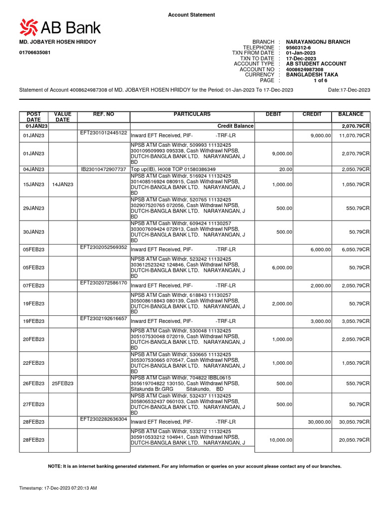 Us Bank Statement | PDF | Cash | Banks