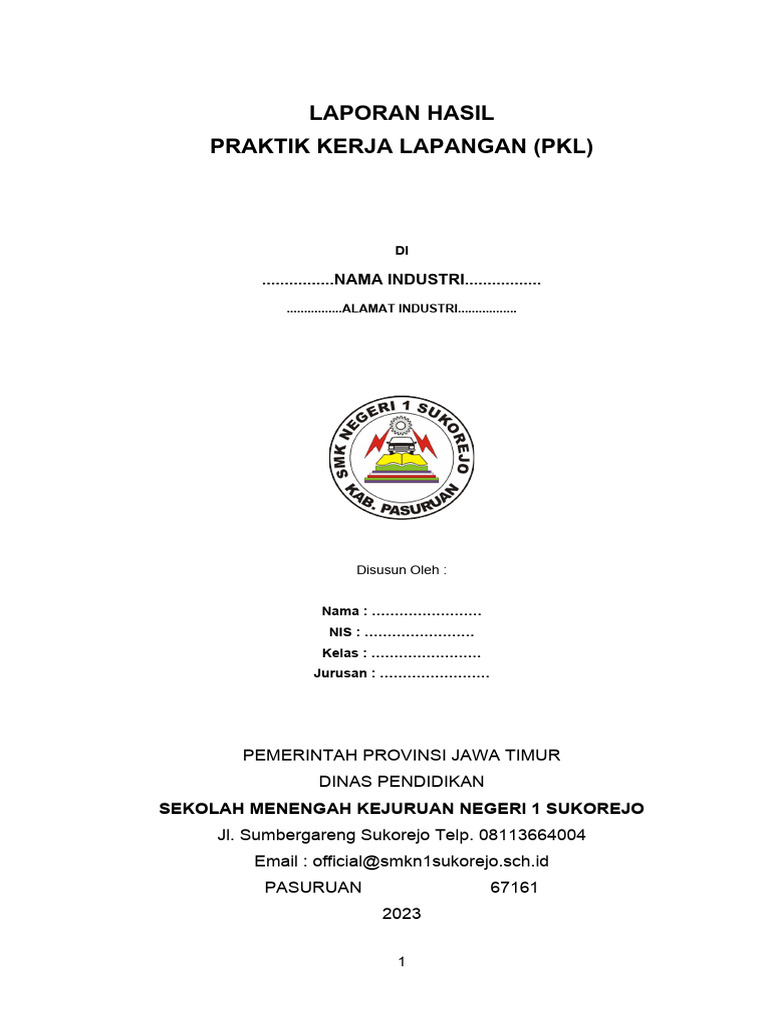 Format Laporan PKL SMKN 1 Sukorejo - 2023 | PDF