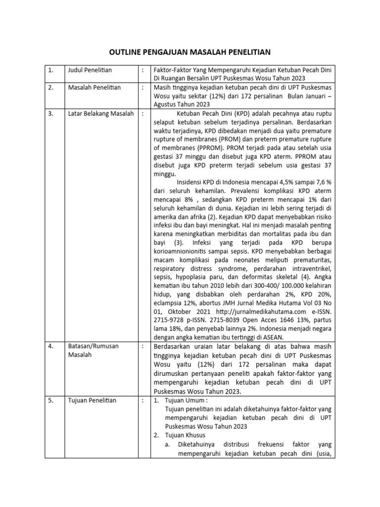 Outline Masalah Pengajuan Penelitian | PDF