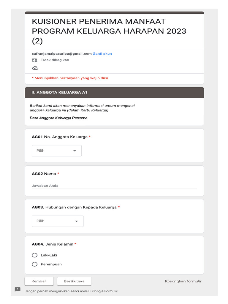 Kuesioner Hal 3 | PDF