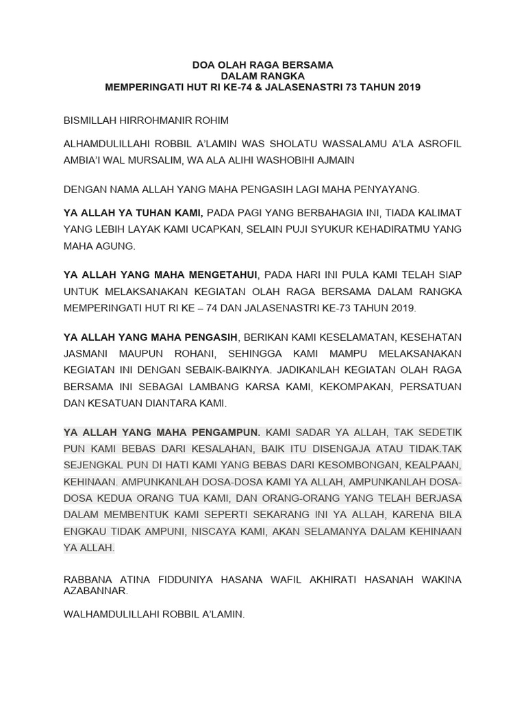 DOA Acara Sosialisasi Kamla | PDF | Agama & Spiritualitas