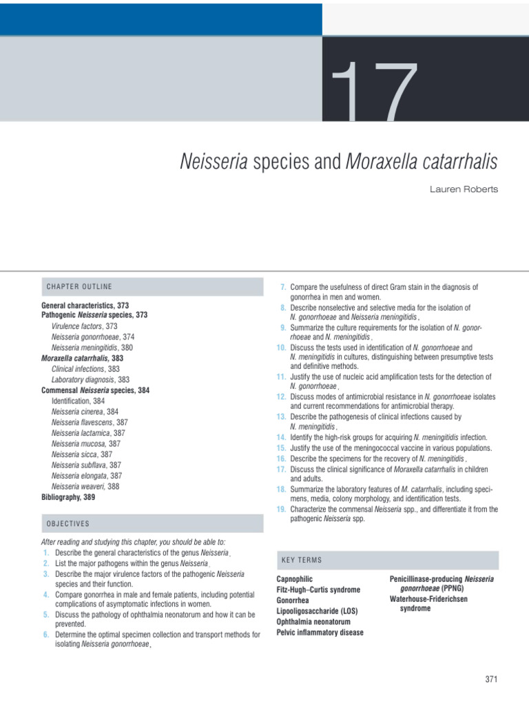 Neisseria Species and Moraxella Catarrhalis: Lauren Roberts | PDF | Lipopolysaccharide | Infection