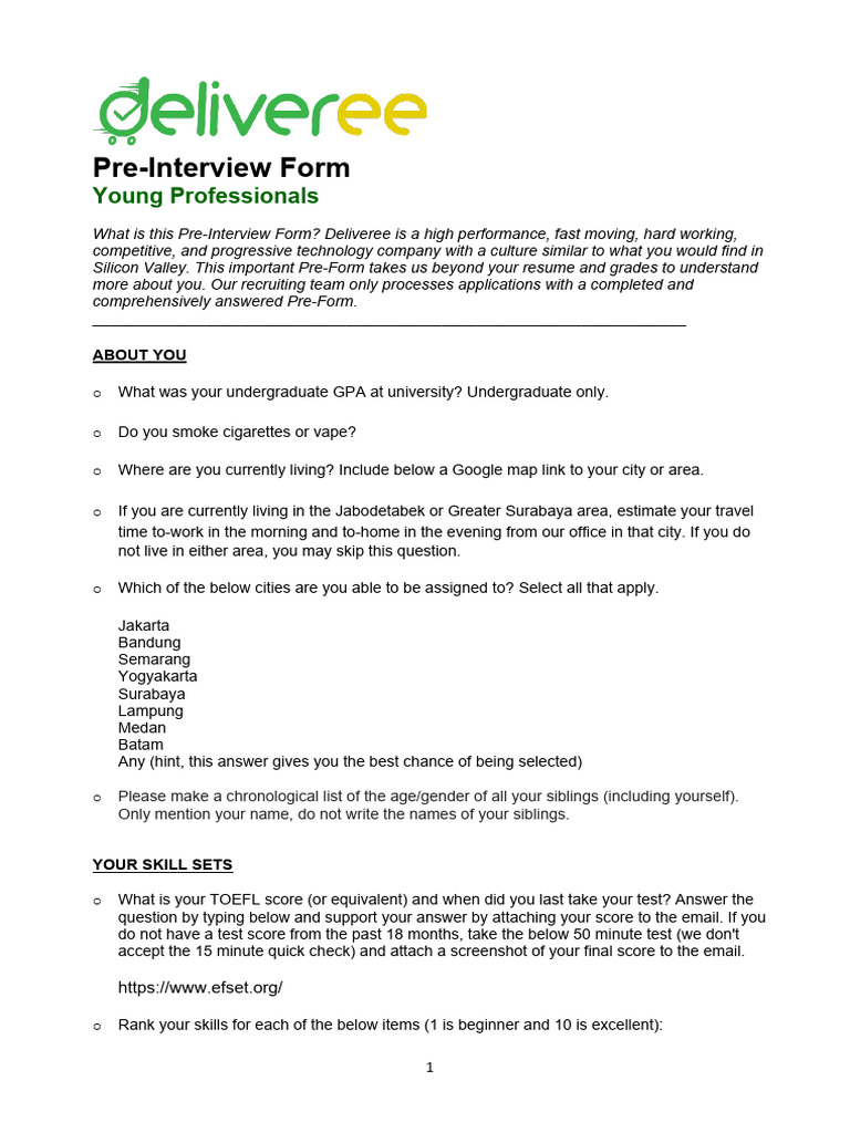 Pre-Interview Young Professionals | PDF | Computing | Business
