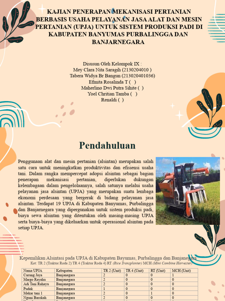 Mekanisasi Pertanian di UPJA Banyumas | PDF