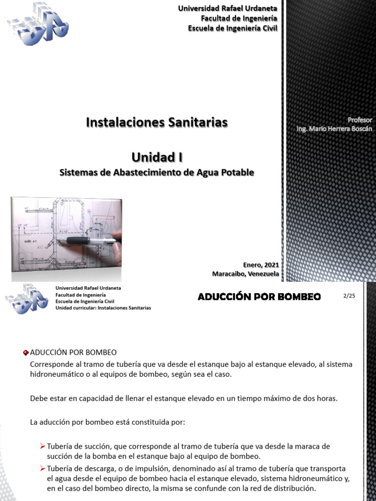 Instalaciones Sanitarias - Sistemas de Abastecimiento de Aguas Potable | PDF | Bomba | Tubería ...