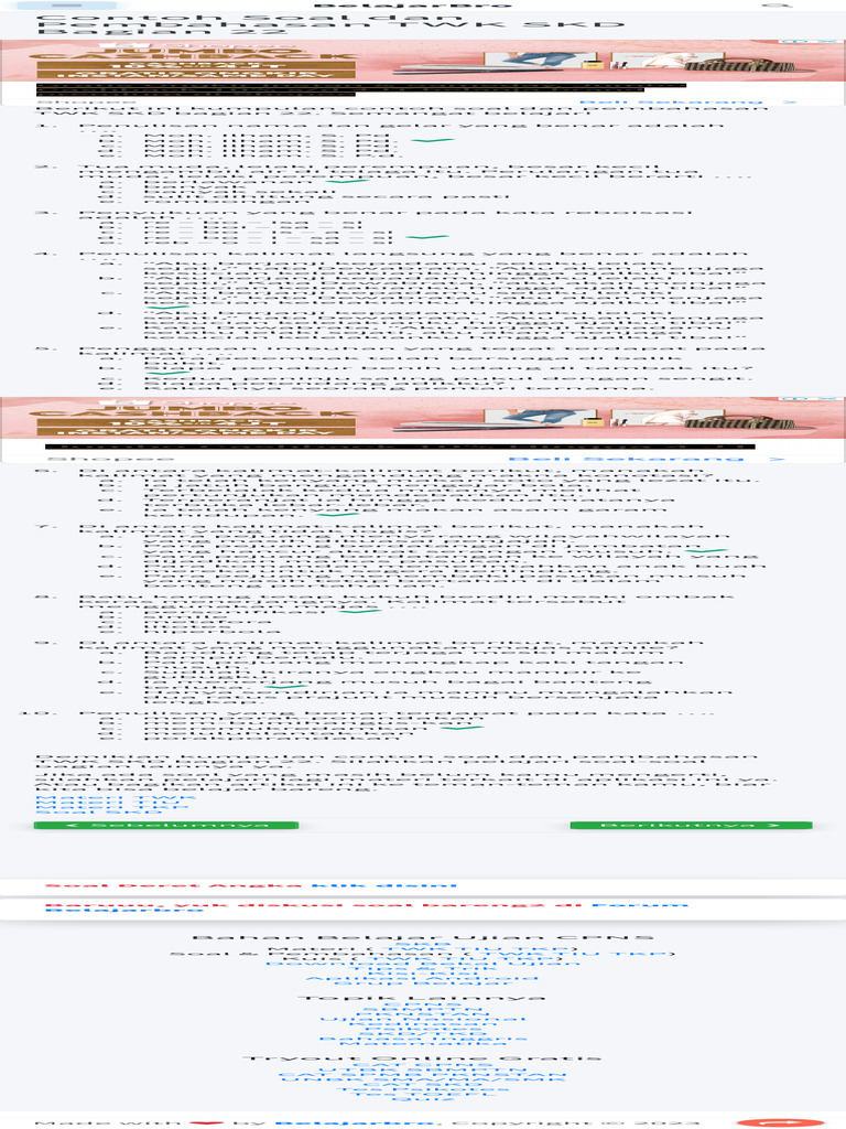 Contoh Soal Dan Pembahasan TWK SKD Bagian 22 BelajarBro | PDF | Karier & Perkembangan