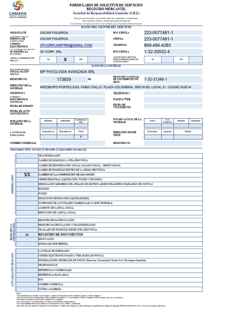 Formulario SRL DN | PDF | Sociedad de responsabilidad limitada