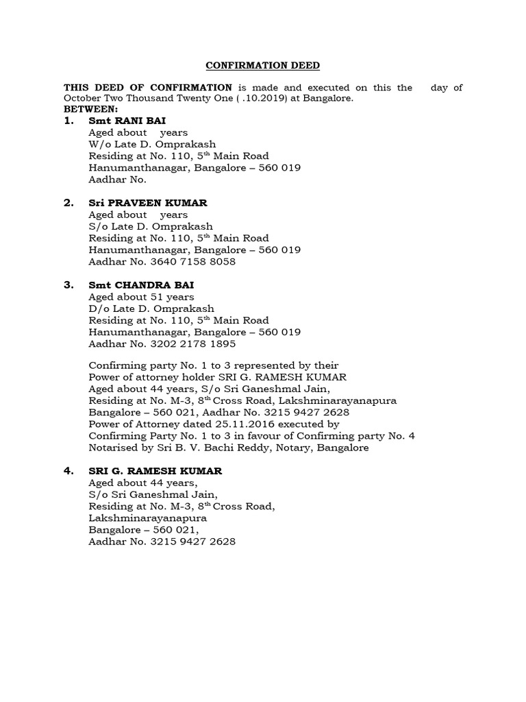 Confirmation | PDF | Deed | Property Law