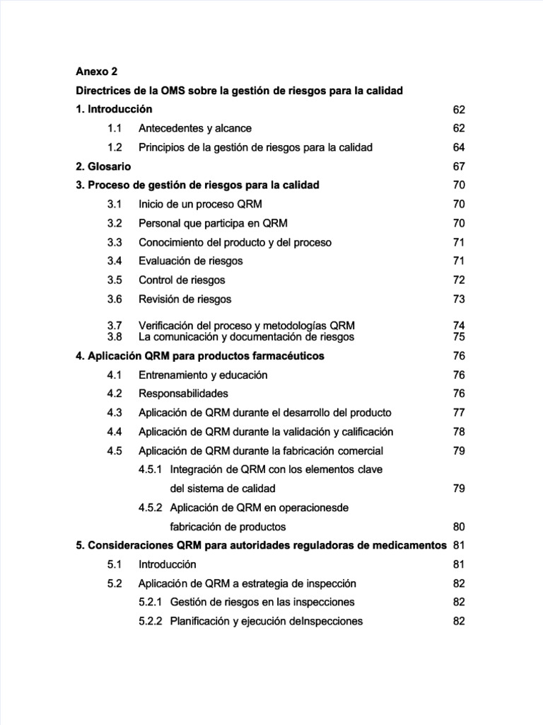 PDF Anexo 2 Oms Informe 47 Espaol Gestion de Riesgos Trad No Oficial - Compress | PDF | Calidad ...