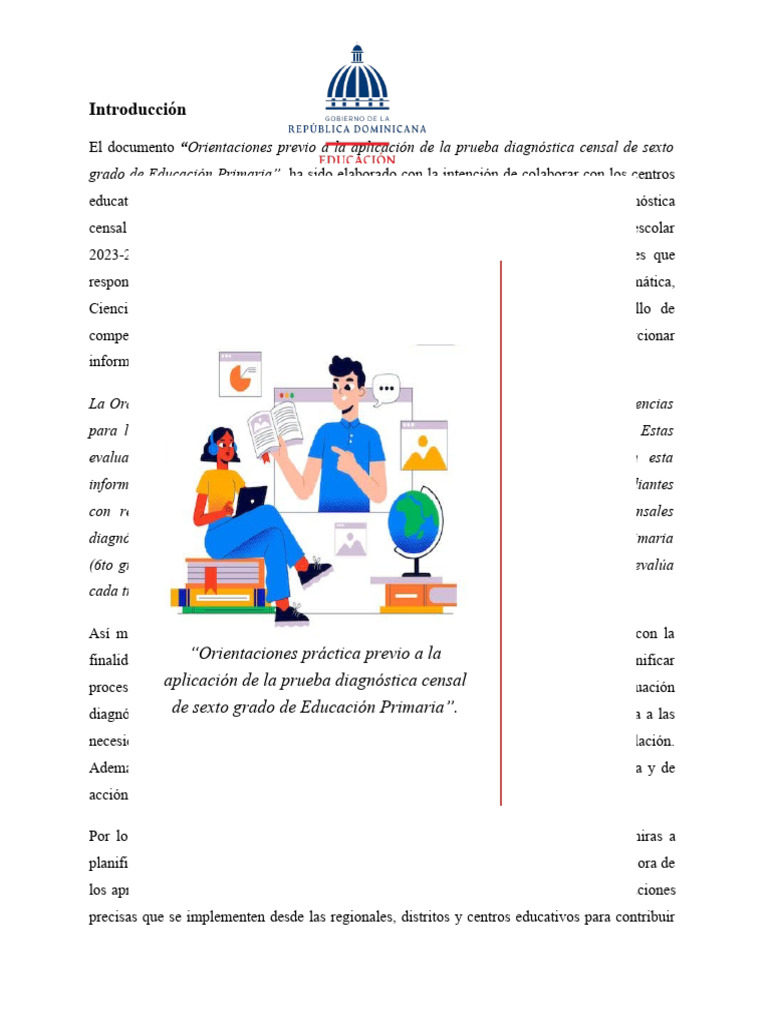 Orientaciones Previo A La Aplicación Pruebas Diagnósticas de 6to Grado ...