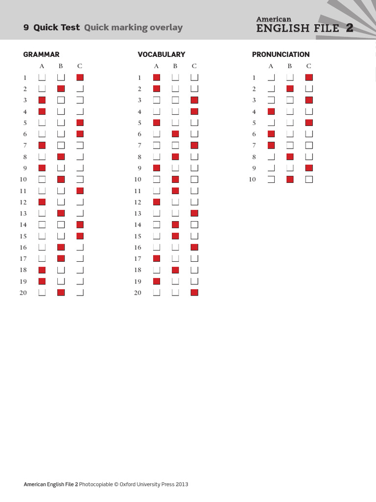 AEF2 File9 QuickTest AnswerKey | PDF