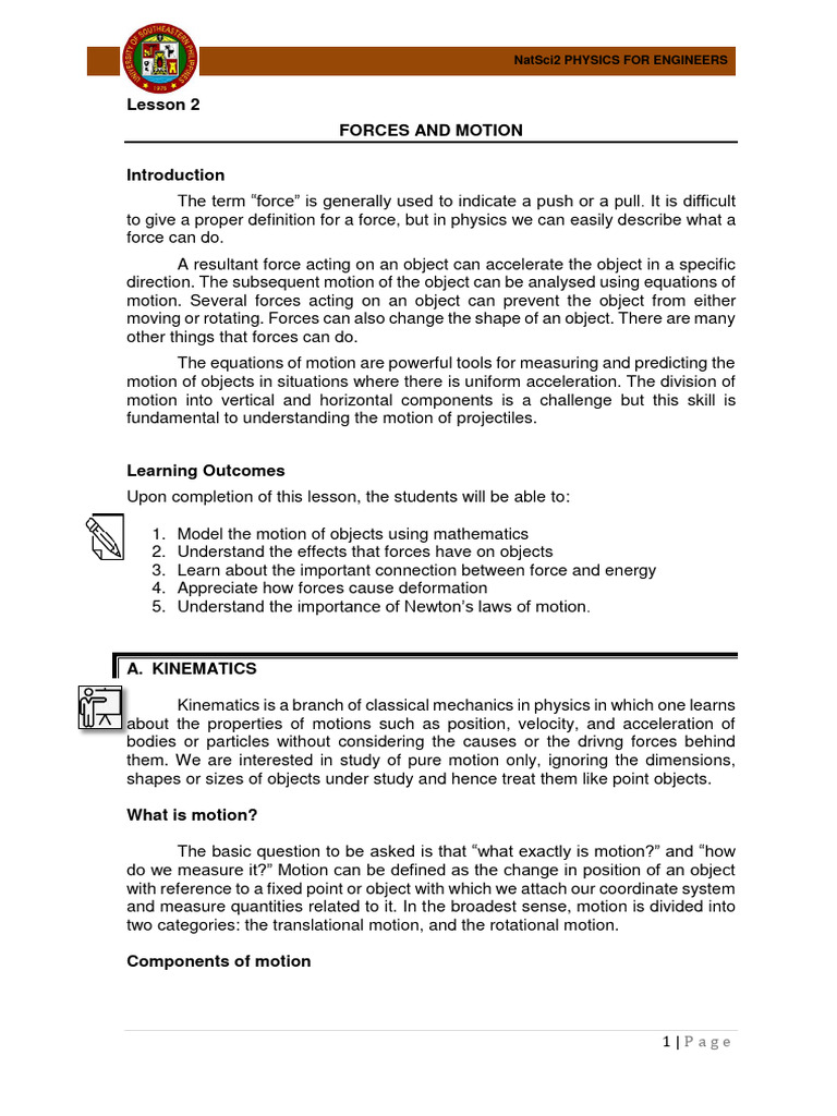 Module 1-Lesson 2 Physics For Engineers | PDF | Velocity | Force