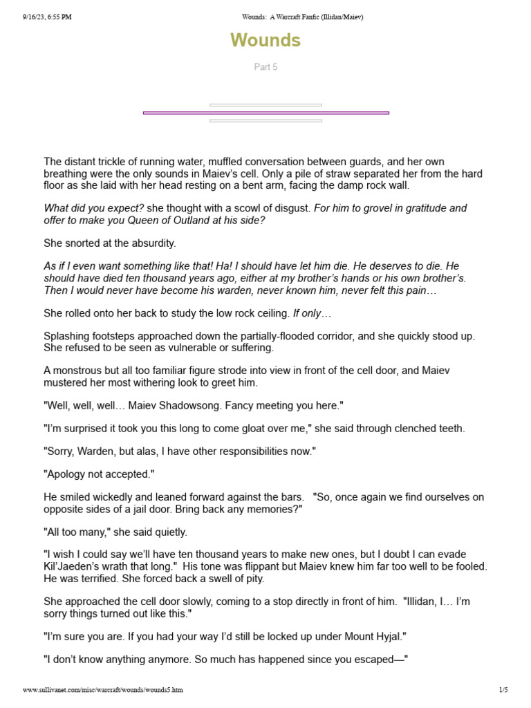 Wounds - A Warcraft Fanfic (Illidan - Maiev) pt5 | PDF | Poetry