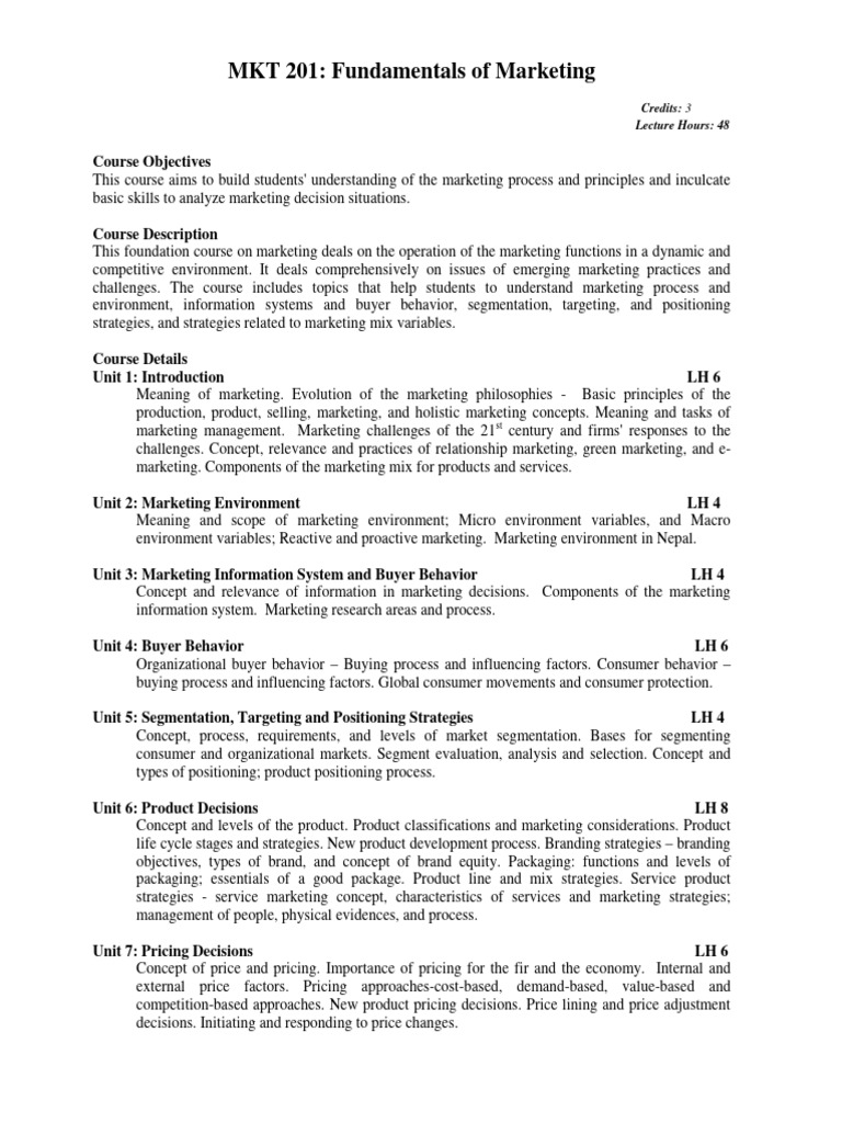 mkt201 Fundamentals of Marketing | PDF | Marketing | Pricing