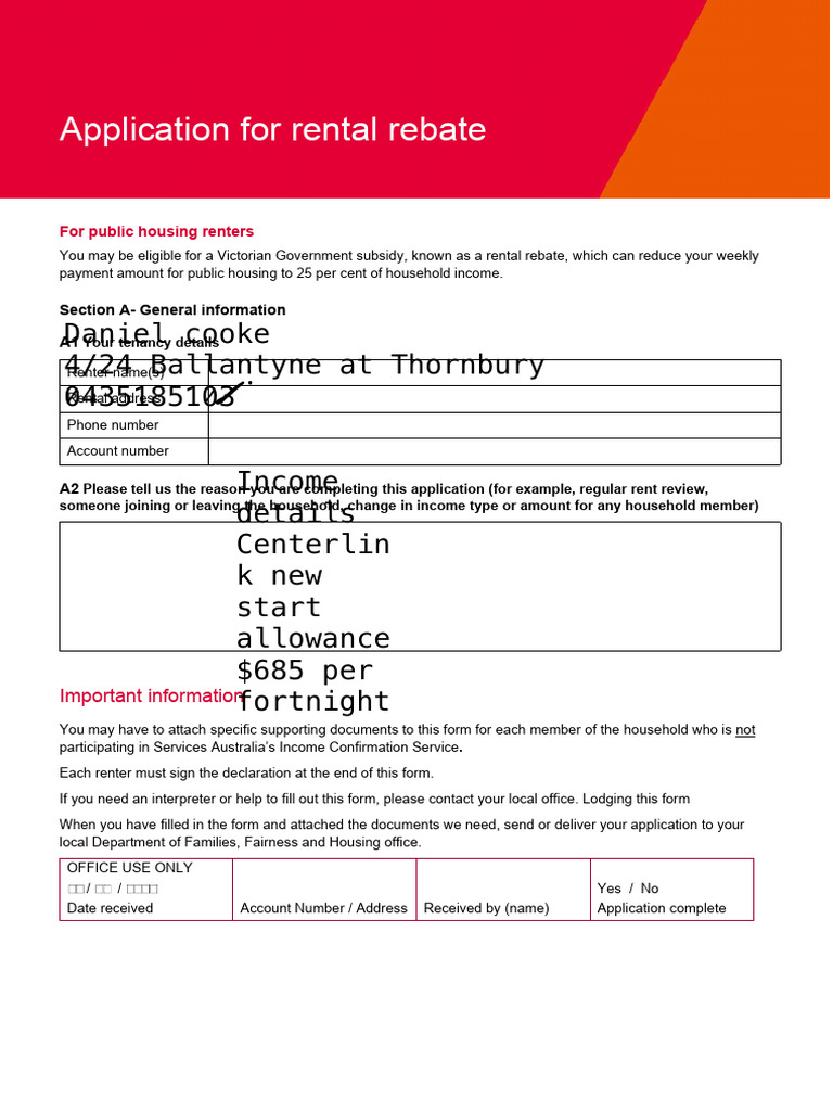 Rent Rebate Form (3) Save | Download Free PDF | Renting | Income