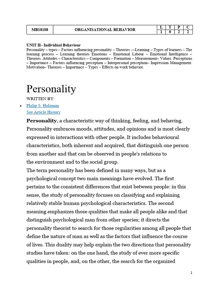 Unit - 2 OB | PDF | Psychoanalysis | Id