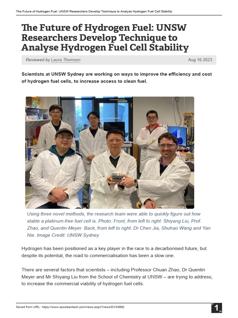 The Future of Hydrogen Fuel UNSW Researchers Develop Technique To ...