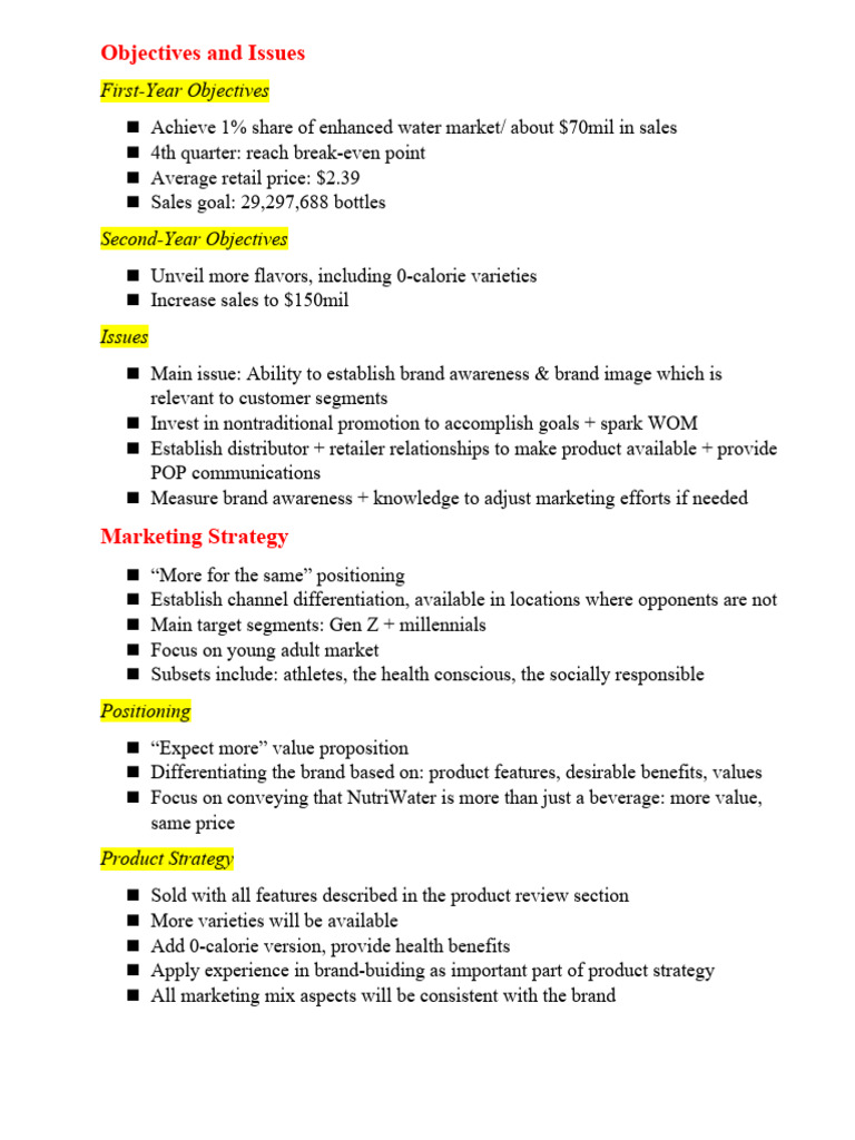 Objectives and Issues + Marketing Strategy | PDF | Brand | Marketing