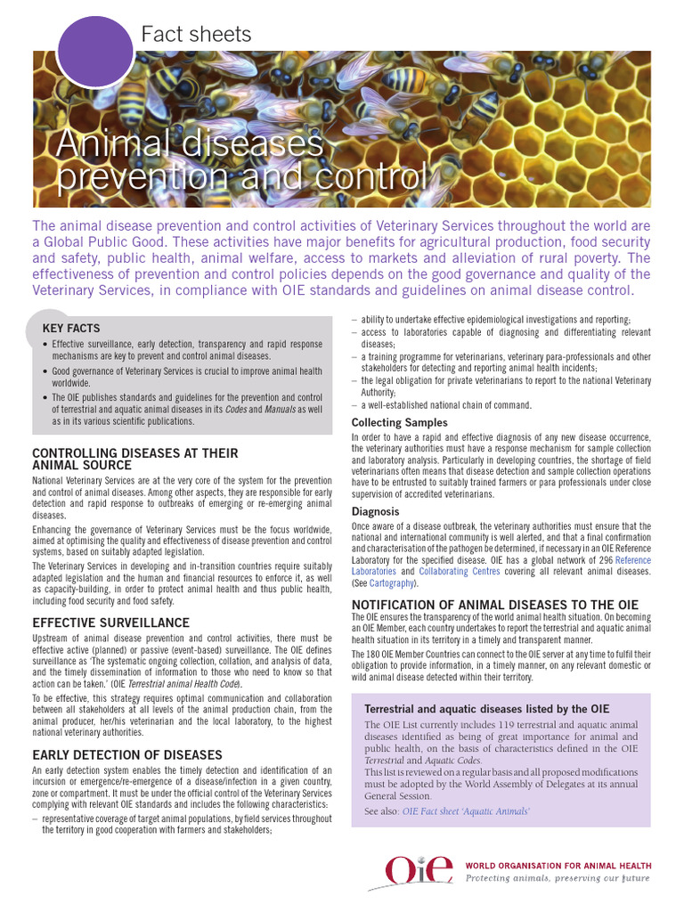 Animal Diseases Prevention and Control: Fact Sheets | PDF | Vaccines ...