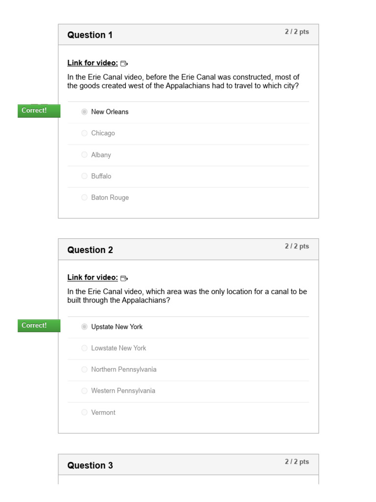 Erie Canal and Pittsburgh Steel Quiz | PDF | Erie Canal | Pittsburgh