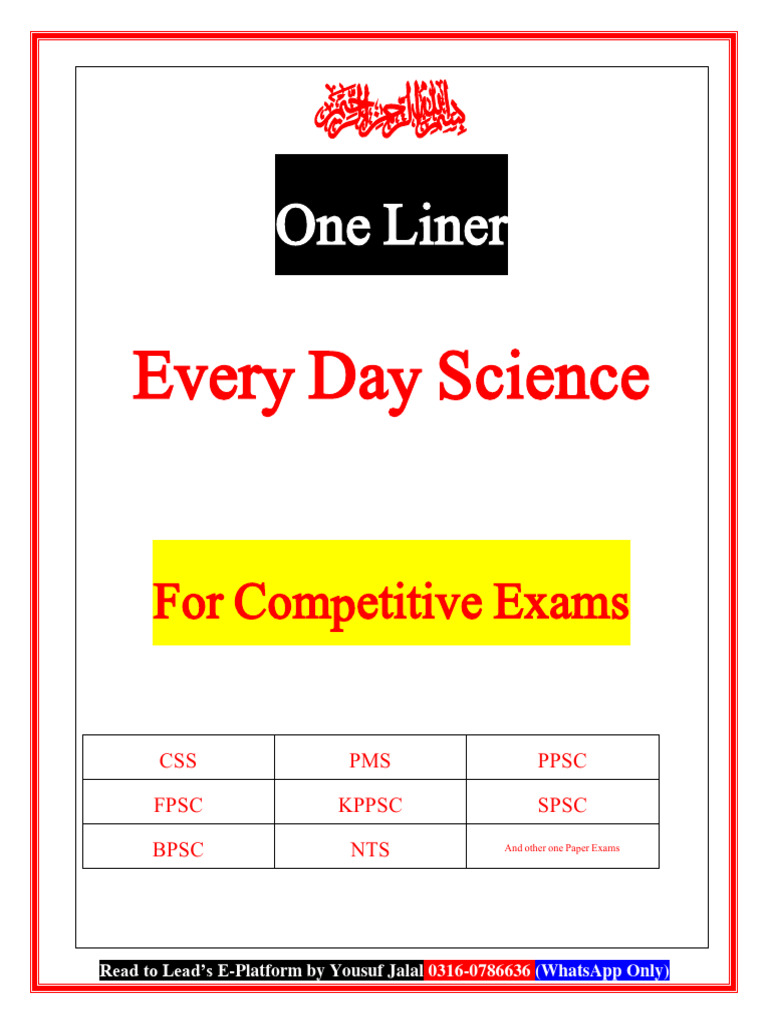 Everyday Science One Liner | PDF | Earth | Rock (Geology)