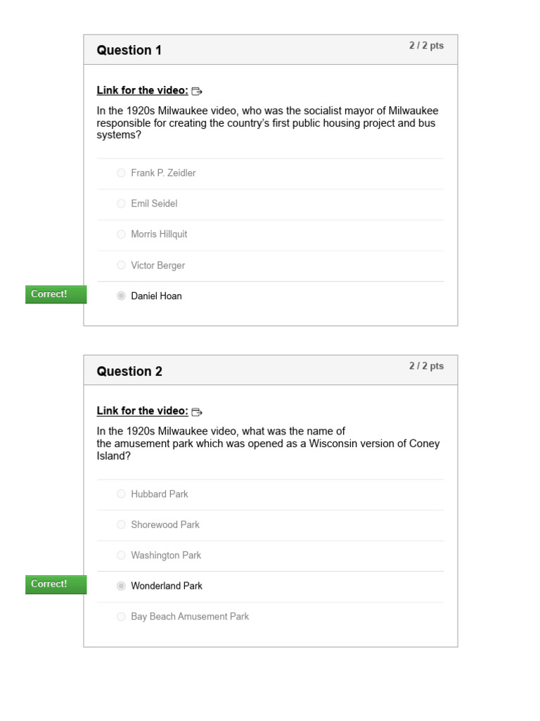 Part V Video Quiz 8 1920s Milwaukee Jack Stauber-1 | PDF