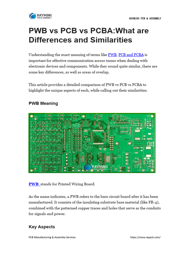 PWB vs PCB vs PCBAWhat Are Differences and Similarities | PDF | Printed Circuit Board | Engineering