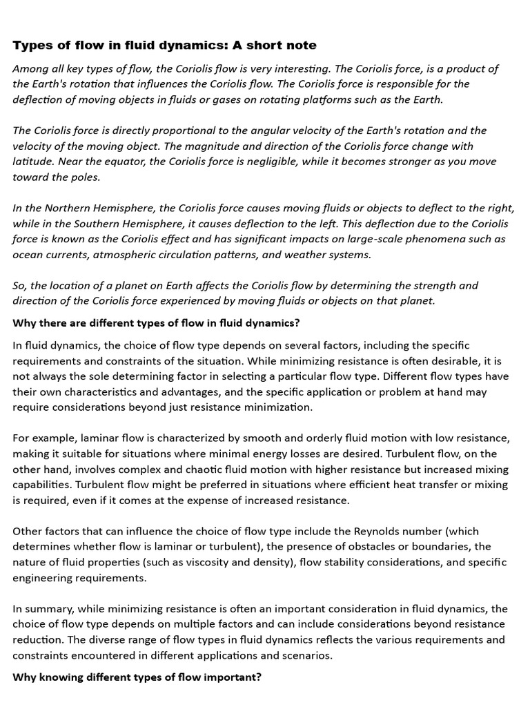 Fluid Dynamics: Key Flow Types | PDF | Fluid Dynamics | Turbulence