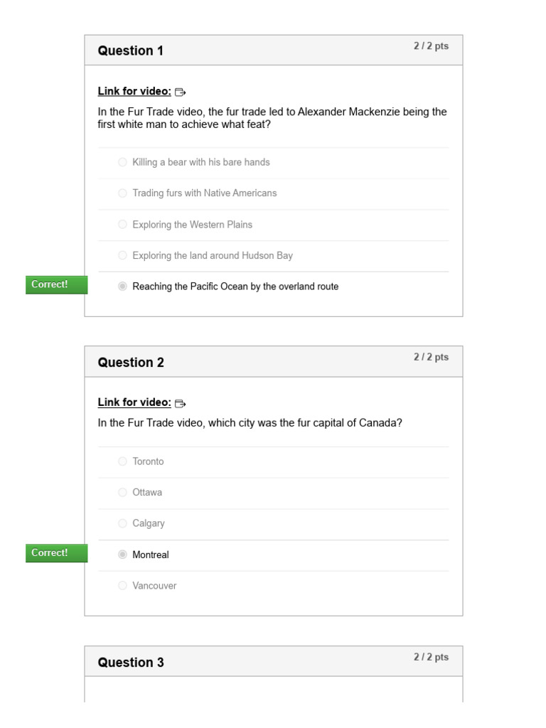 Part IX Video Quiz 1 Fur Trade and The Transcontinental Railroad Jack ...