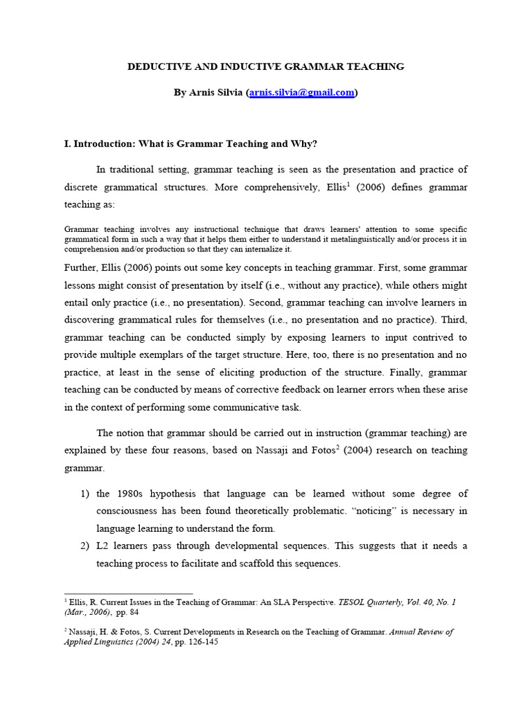 Deductive and Inductive Grammar Teaching | PDF | Second Language Acquisition | Learning