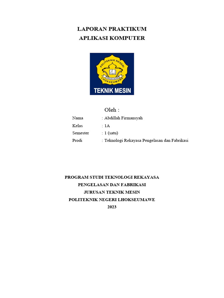 Laporan Praktikum Aplikasi Komputer | PDF | Karier & Perkembangan | Seni