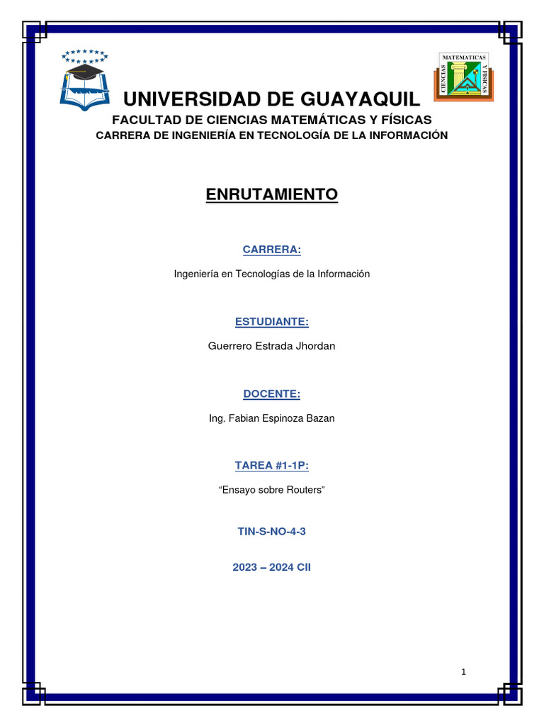 Guerrero - Estrada - Tarea 1-1P Routers | PDF | Enrutador (Computación) | Red de computadoras