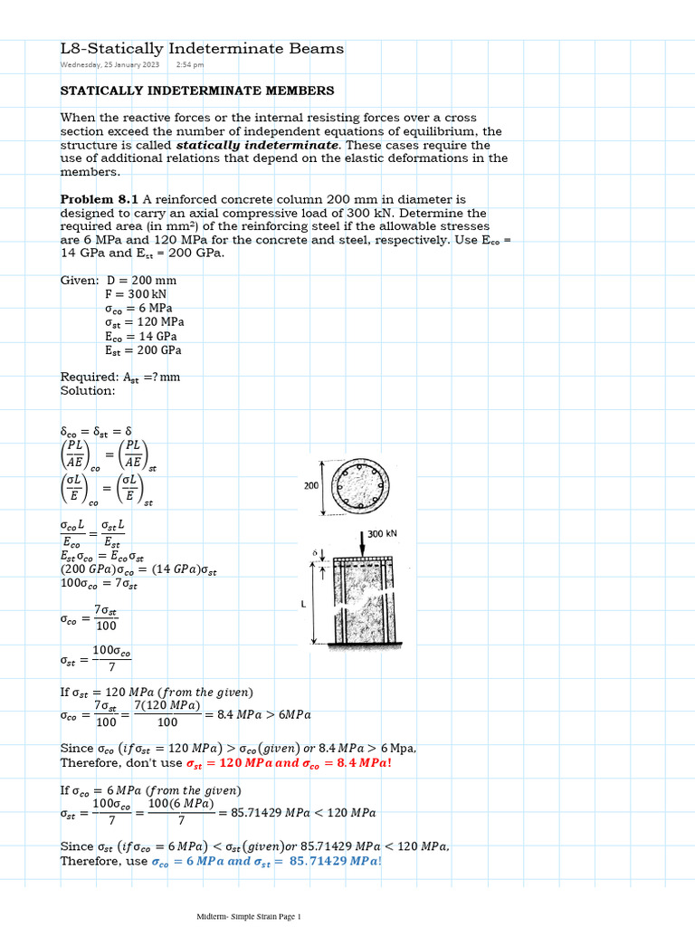 L8-Statically-Indeterminate-Beams | PDF | Stress (Mechanics) | Beam (Structure)
