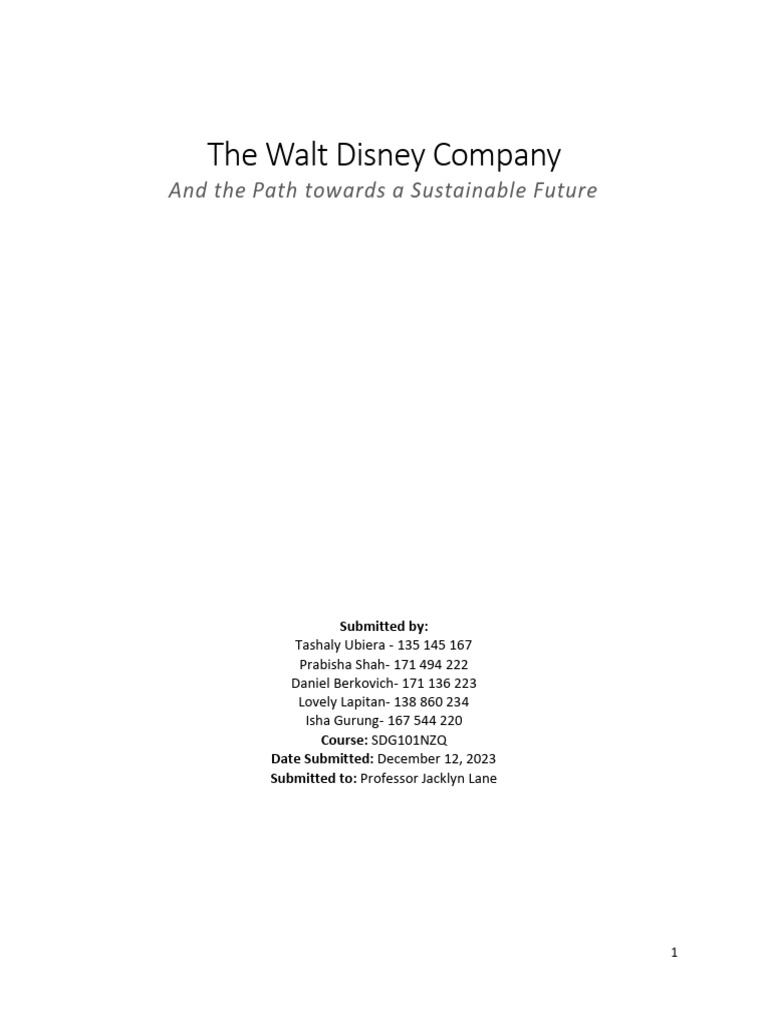 SDG Group 10 | PDF | The Walt Disney Company | Sustainability