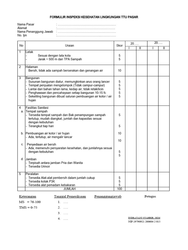 Format TTU Pasar | PDF