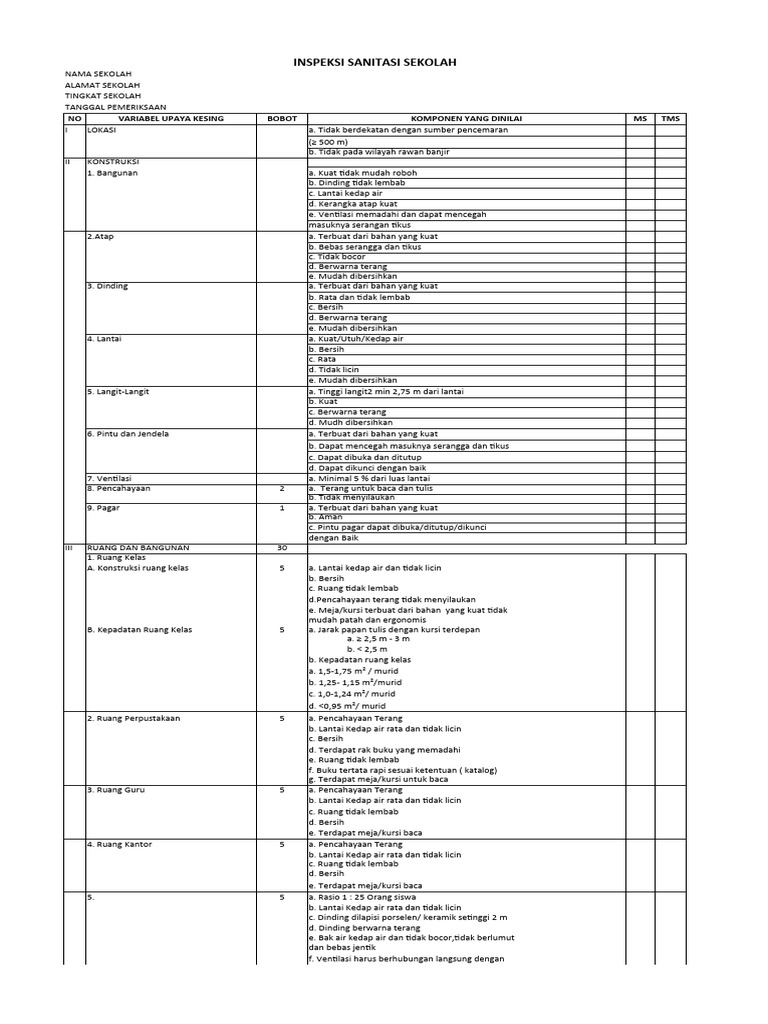 Formulir IKL Kantin Sekolah | PDF