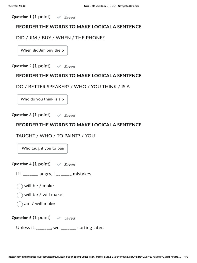 Quizzes - I04 Jul (D-A-B) - OUP Navigate Británico | PDF | Technology & Engineering