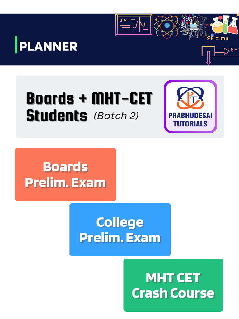 Boards + MHT-CET Planner (Batch 2) Final | PDF