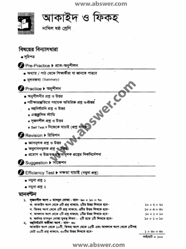 Aqaid O Fiqah - Class 6 Guide Book | PDF