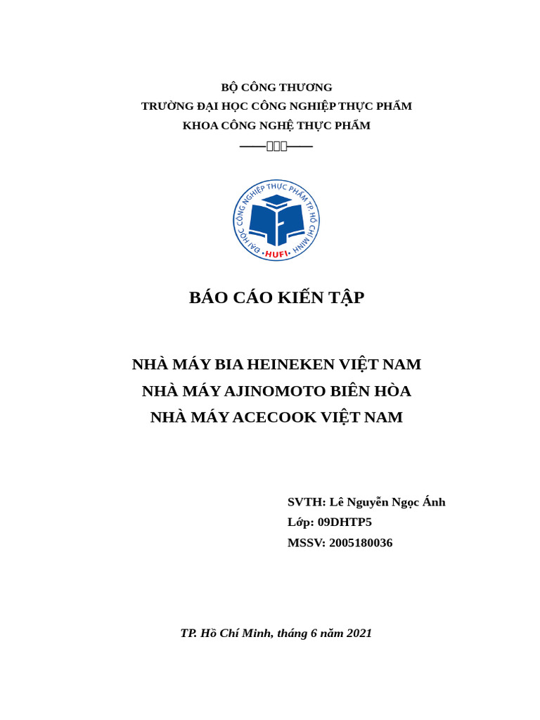 (123doc) Bao Cao Kien Tap Nha May Bia Heineken Viet Nam Acecook Viet Nam Yakult Viet Nam | PDF