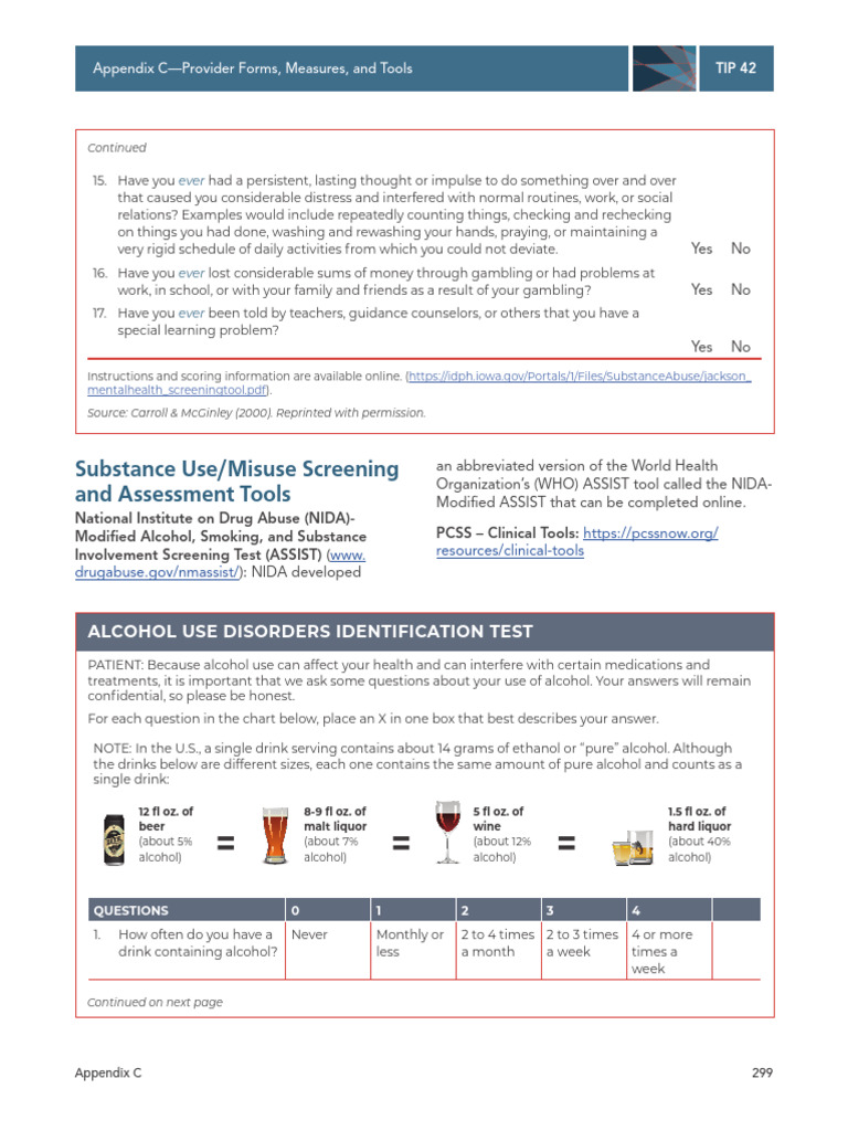 Substance Use/Misuse Screening and Assessment Tools | PDF | Ethanol ...