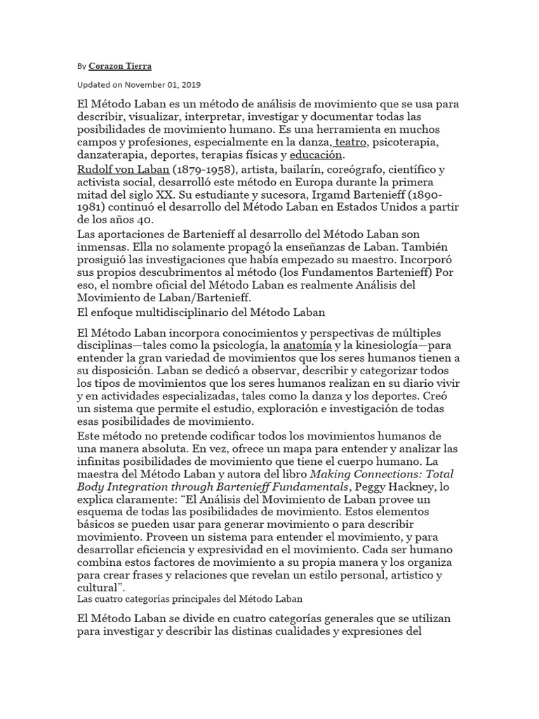 Método de Laban | Descargar gratis PDF | Bailes