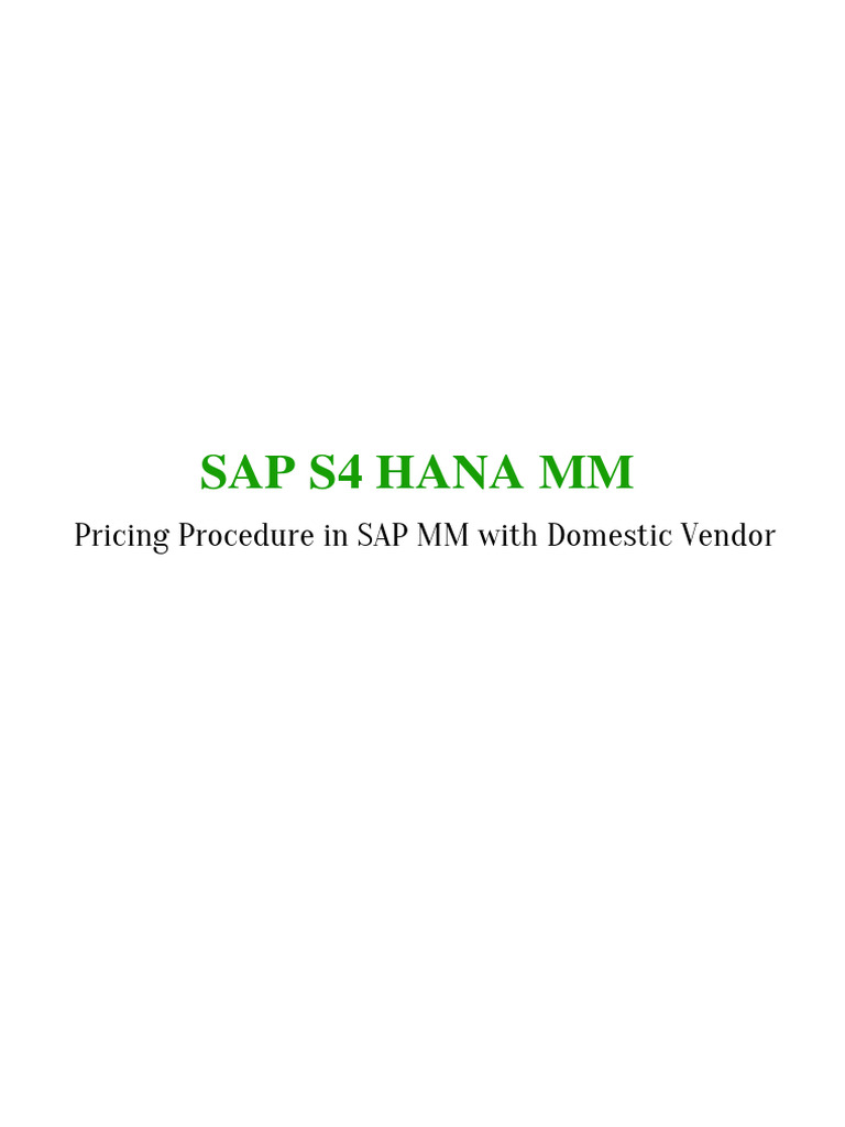 SAP MM Step by Step Configuration of Pricing Procedure 1696828620 | PDF | Pricing | Database Schema